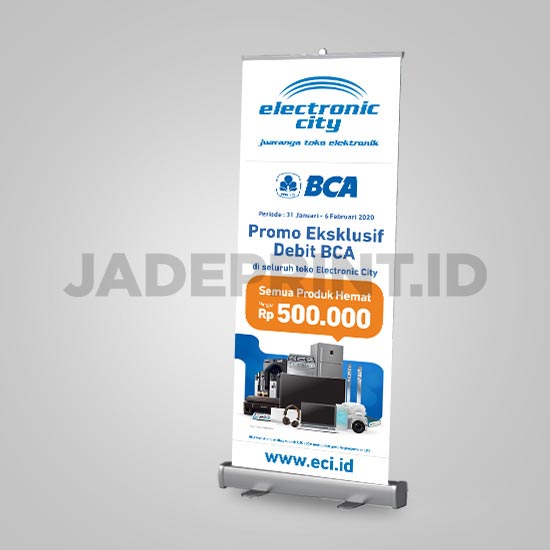 Roll Up Banner Uk. 85x200 cm - Korcin 440gr | Jadeprint.id Online